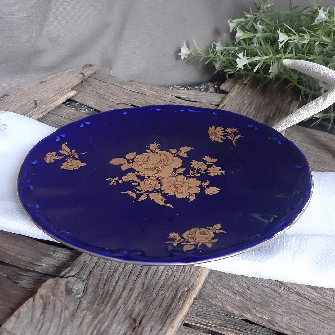 Cobalt Blue 22kt Gold Plate Echt Cobalt Bareuther & Co. Bavaria Germany ...