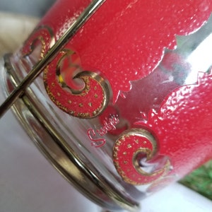 Starlyte Ice Bucket and Caddy Set in Red W/ Gold Medallions Scrolls ...
