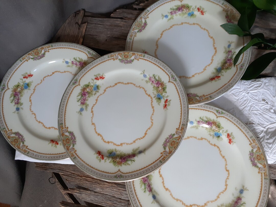Salad Plates - Mepoco China Set of 4 Antique Dishes C.1919-35 - Floral ...