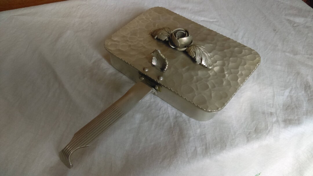 Hand Wrought Continental Aluminum Silent Butler W/rose Motif Vintage ...