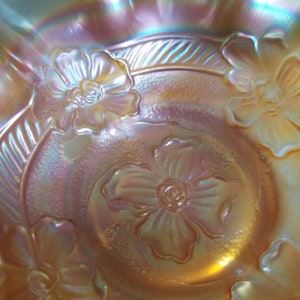 Carnival Glass Bowl by Dugan Glass Co. in Apple Blossom C.1930s Antique ...