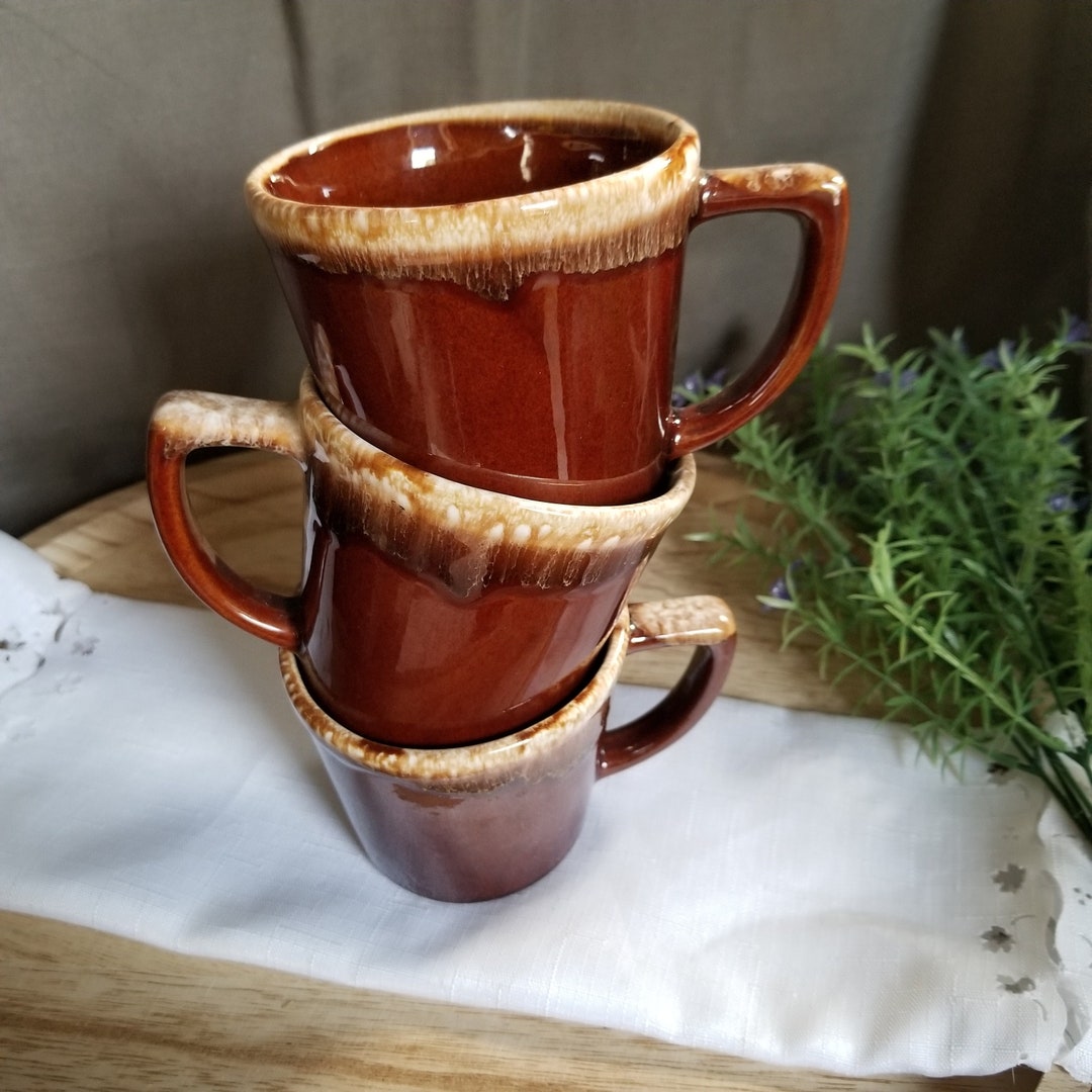 Mccoy Pottery USA Brown Drip Mugs set of 3 Vintage Coffee Tea Hot ...