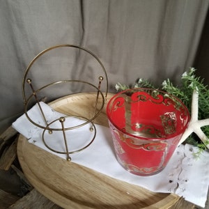 Starlyte Ice Bucket and Caddy Set in Red W/ Gold Medallions Scrolls ...