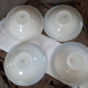 Pyrex Dove Gray Cereal Bowls Set of 4 C.1953 Vintage Bowls W/ Gold Trim ...