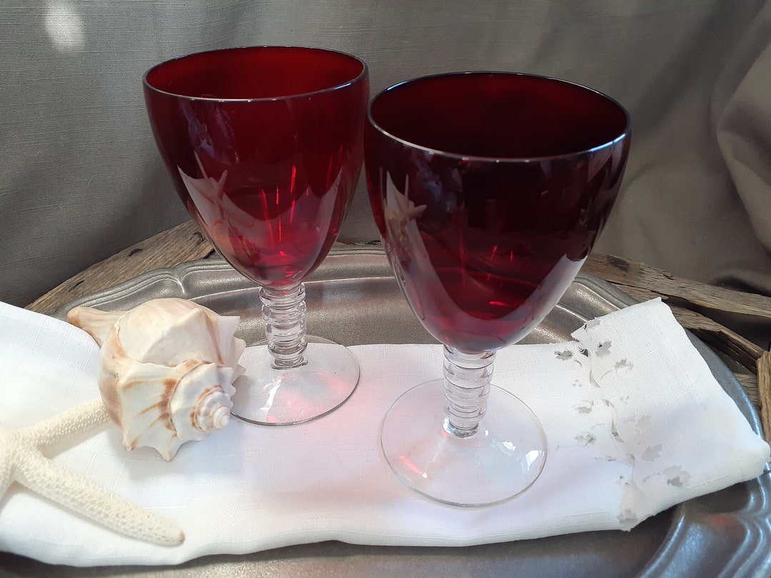 Bryce Glass USA 668 Ruby Red Goblets Set of 2 Red Bowl - Etsy