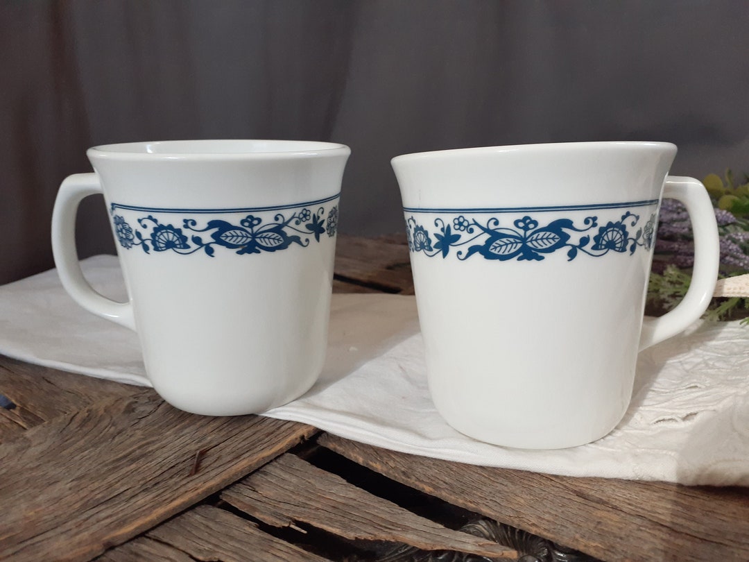 Pair of Corning Old Town Blue Mugs - Vintage Corning Corelle Pattern ...
