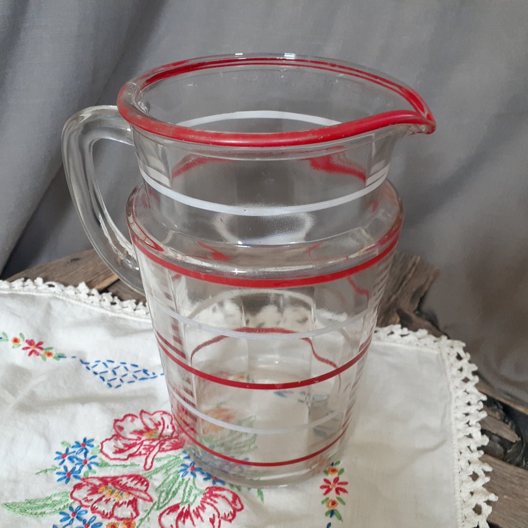 Vintage Pitcher - Optic, Red & White Stripes- Margarita Pitcher ...