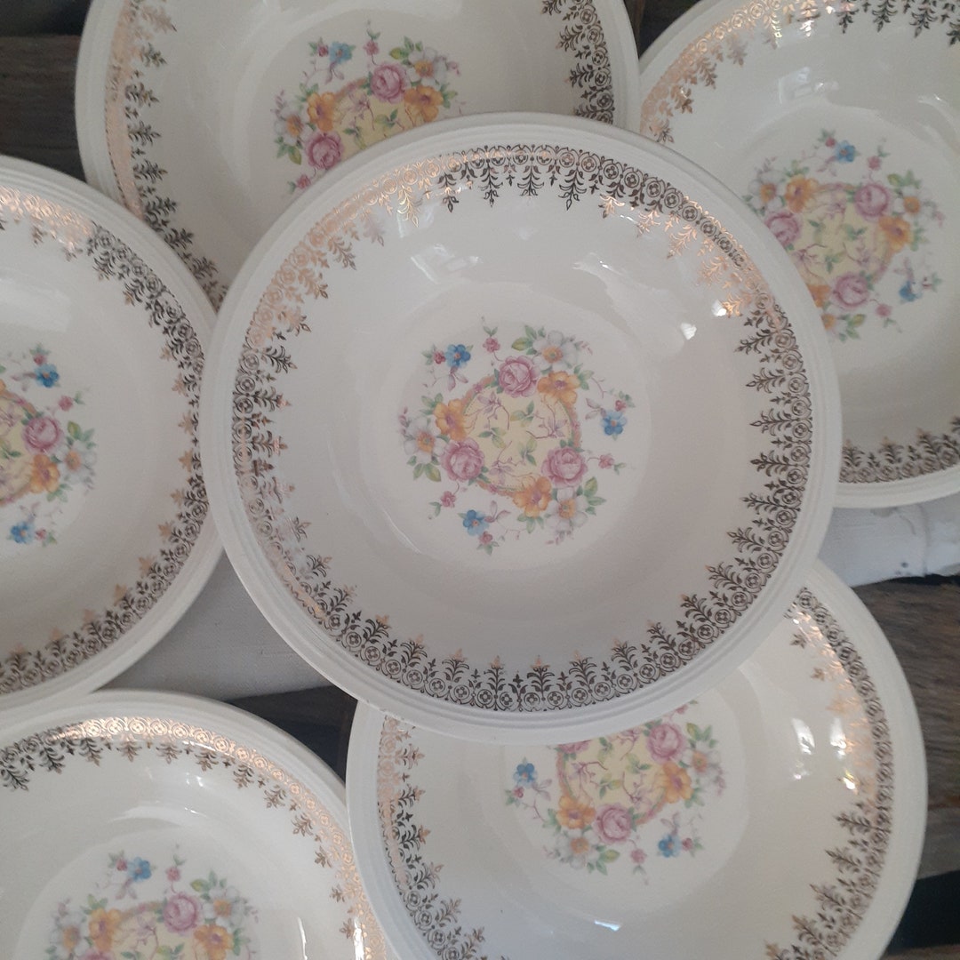 Vintage China Edwin Knowles Cereal Bowls in Royal Knowlton Set of 6 C ...