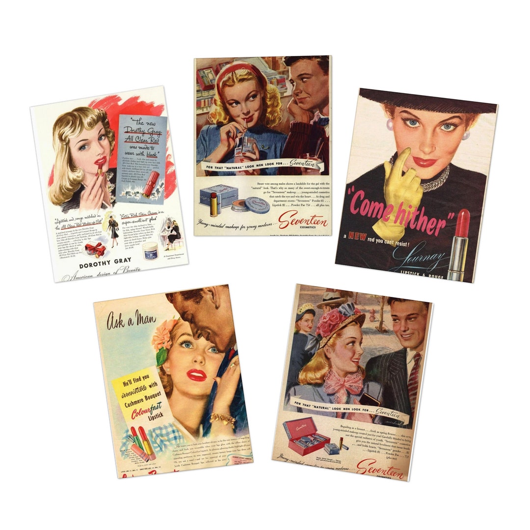 Notecards Vintage Cosmetics Ads Multi-design Greeting Cards 5-pack ...
