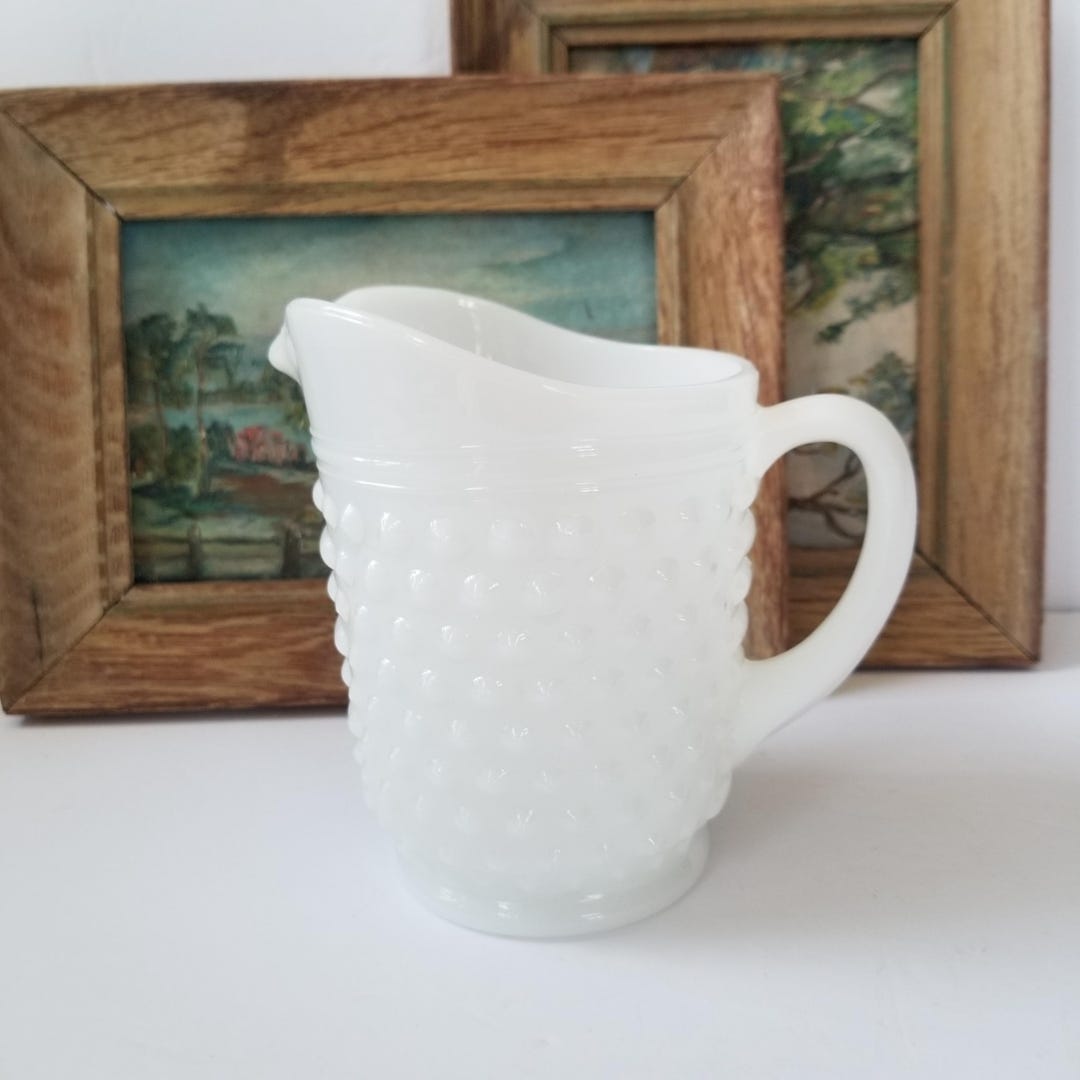 Vintage Anchor-hocking Hobnail Milk Glass Pint Pitcher 1950-60s Perfect ...