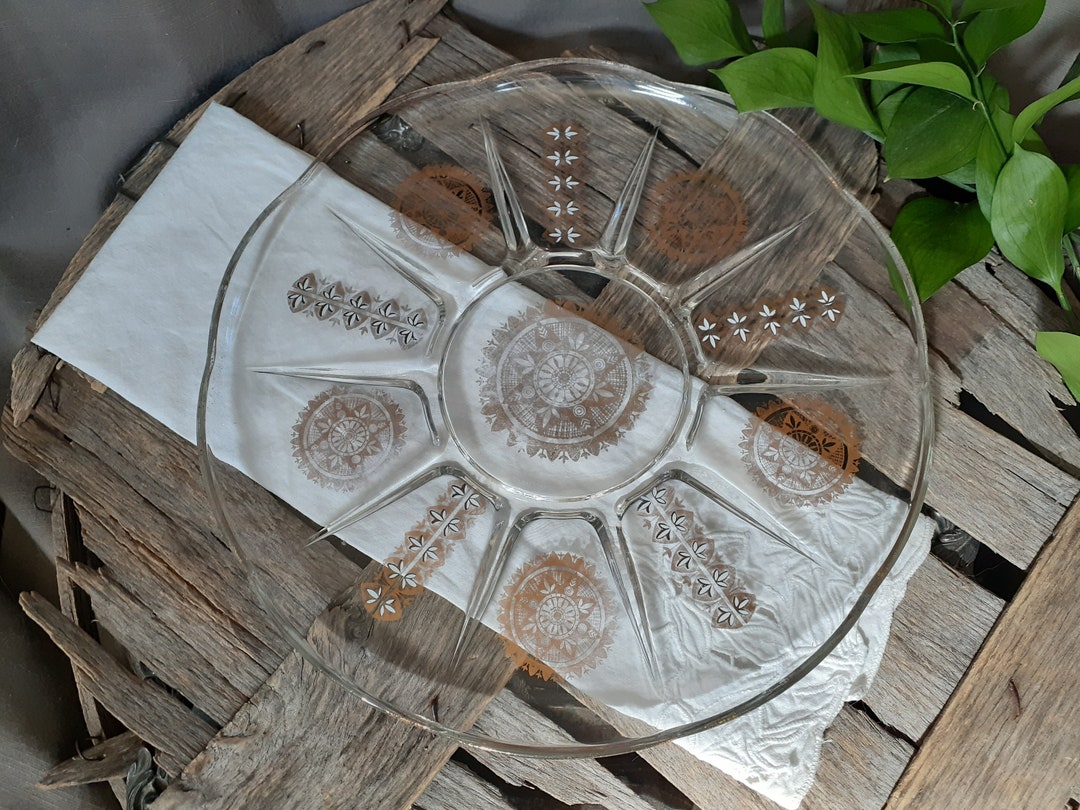 Swedish Modern W/ Gold Medalions Round Cake Plate /serving Tray ...