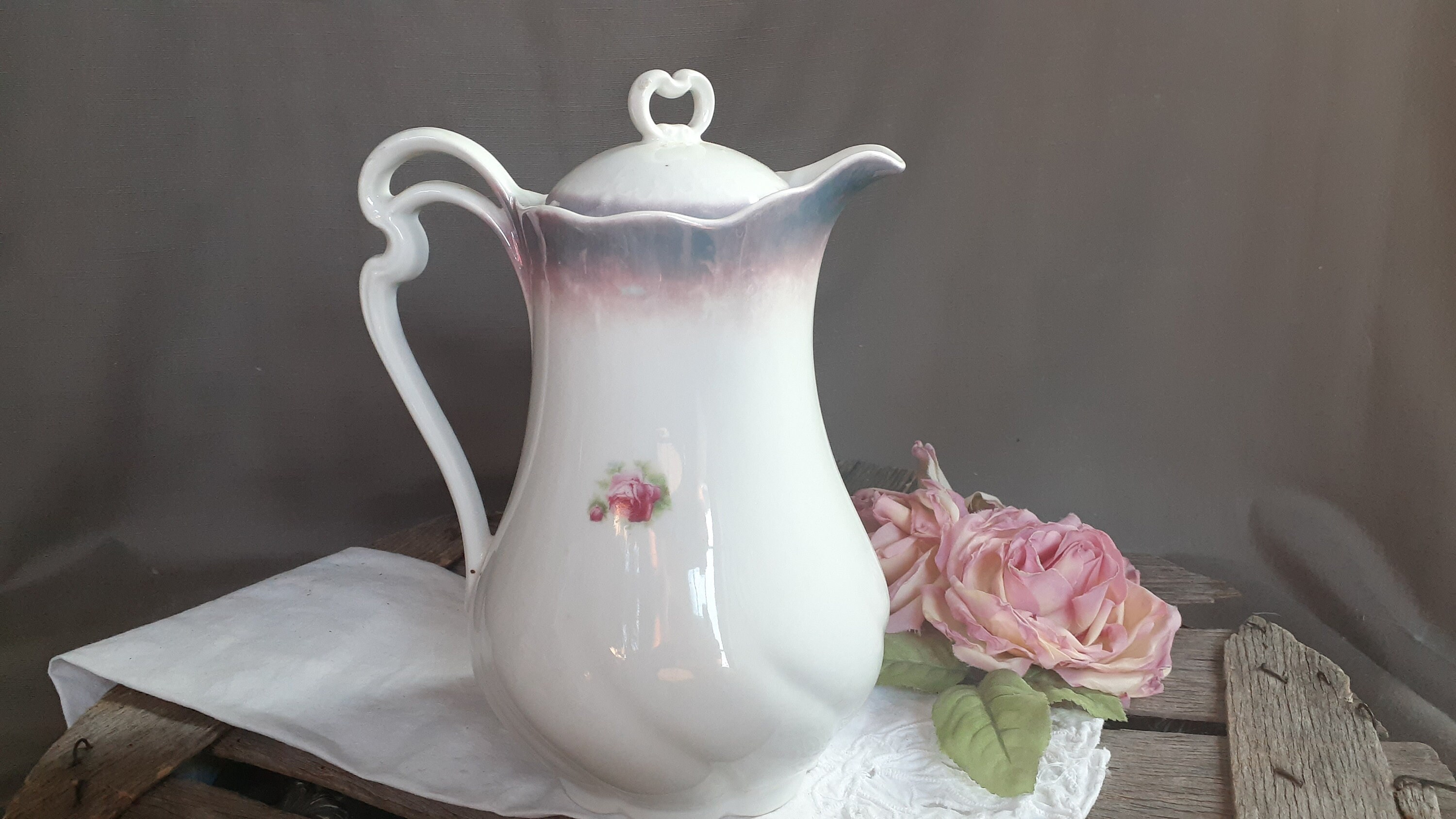 Vintage German Lusterware Coffee Pot / Teapot Pink Yellow | Etsy