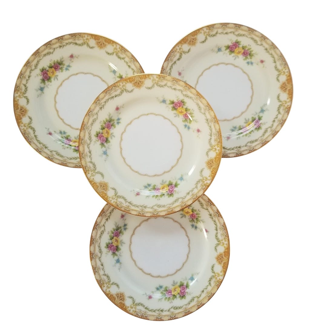 Noritake Morimura Set of 4 B&B / Cake Plates - Vintage China - Floral ...