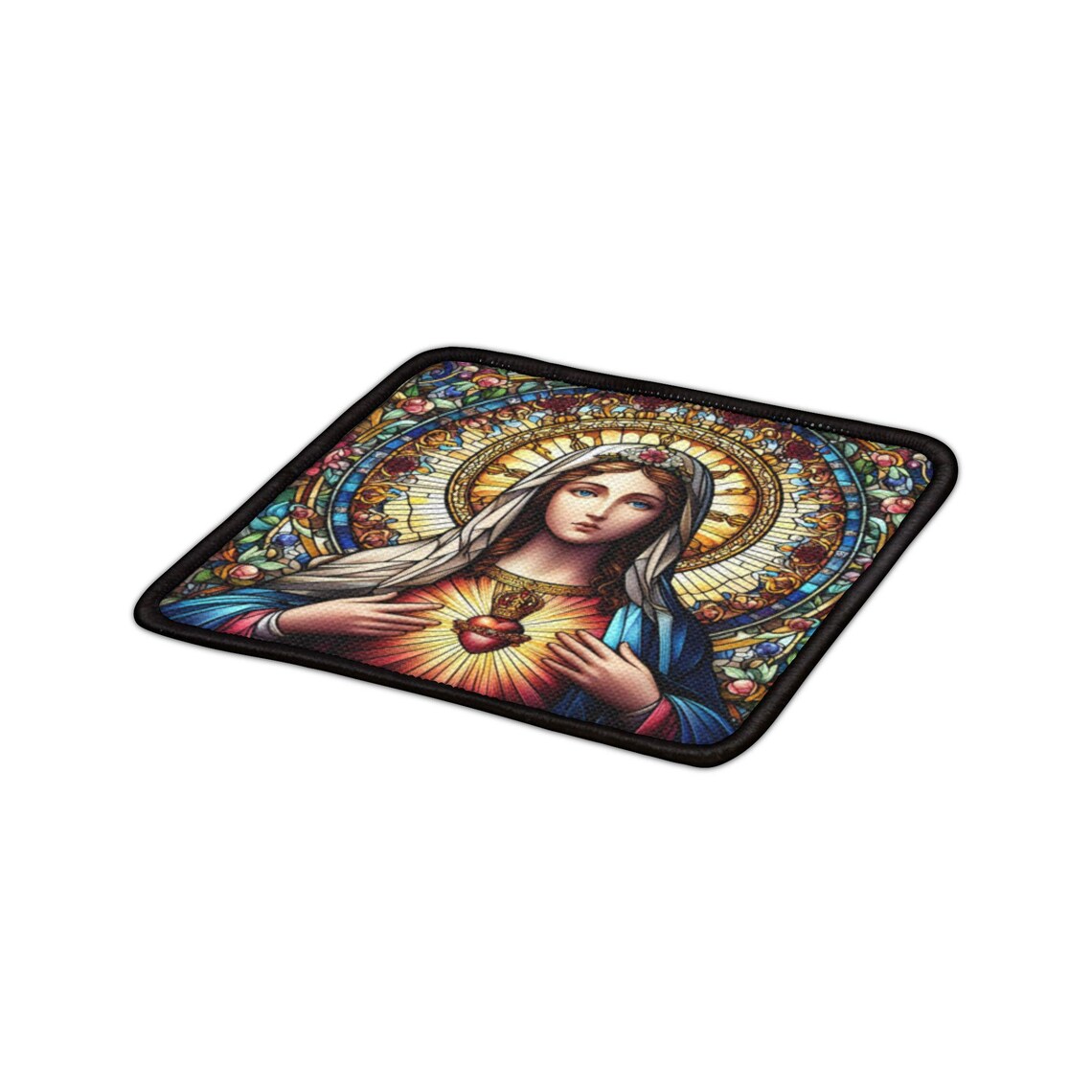 Religious Iron-on Patch - Mary the Virgin Mother Stained Glass Look ...