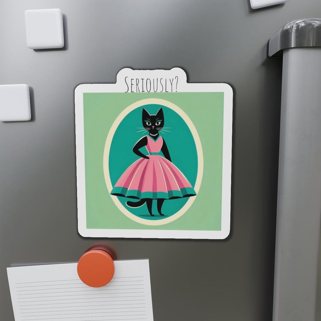 Sassy Cat Die-cut Magnet, Vintage Style Fridge Magnet, Seriously Black ...