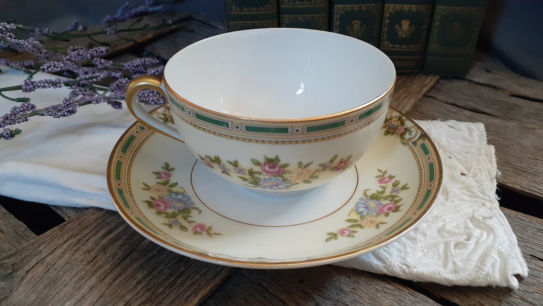 C.1921 Noritake Morimura Flat Tea Cup and Saucer Set 'alicia' - Vintage ...