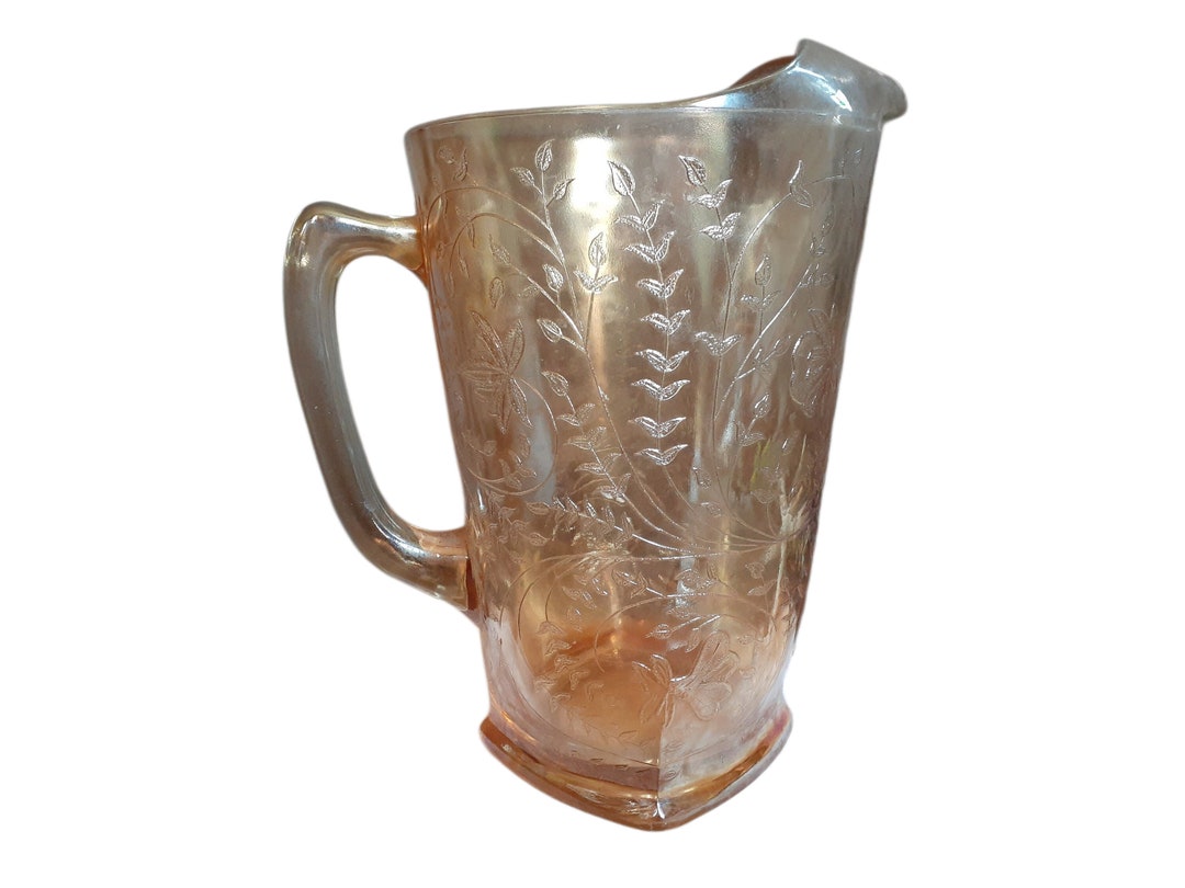 Pitcher - Floragold Louisa 1950s Iridescent by Jeanette Glass - Vintage ...
