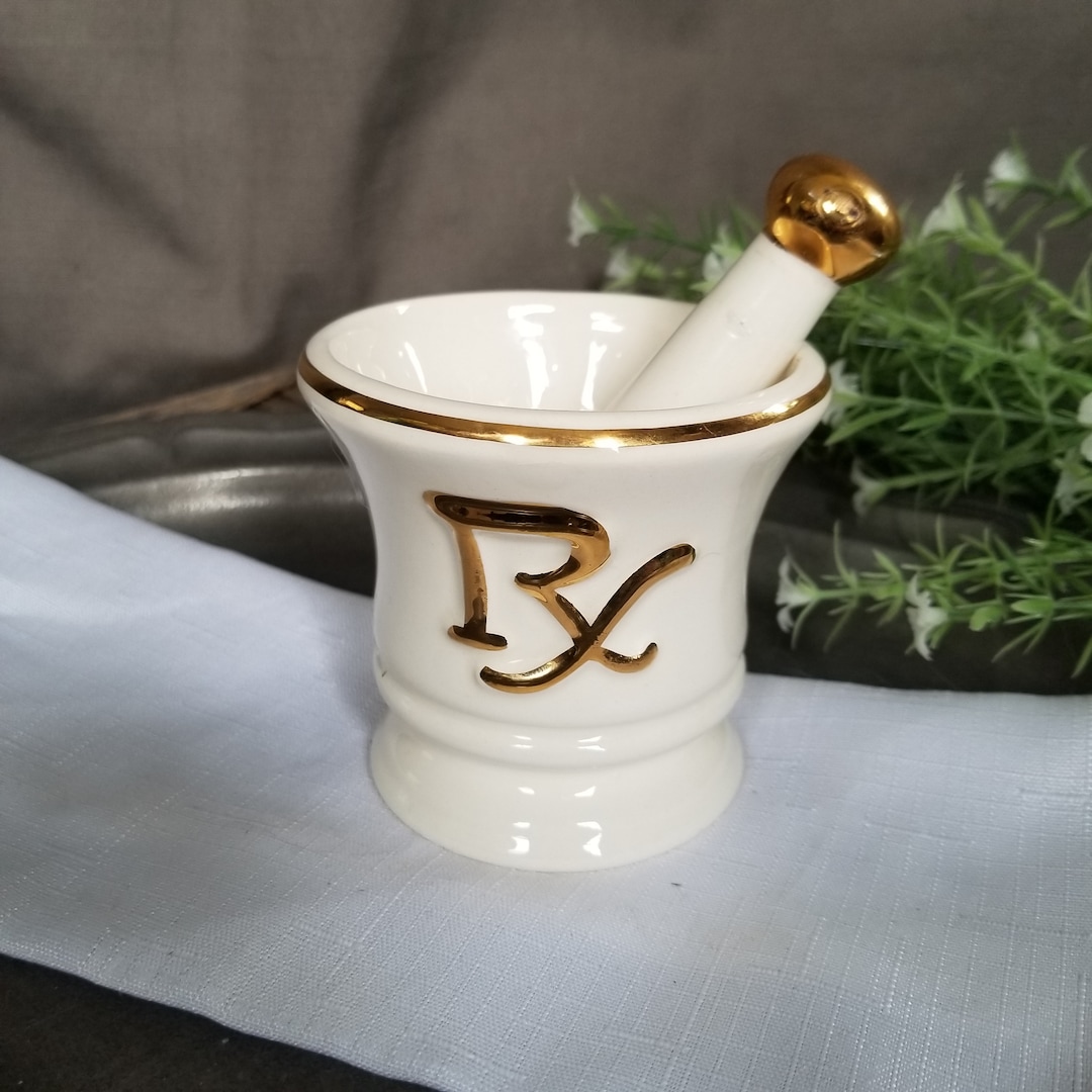 Vintage Ceramic Mortar & Pestle Rx Pharmacy Advertising Display by Blair Specialties Vintage ...