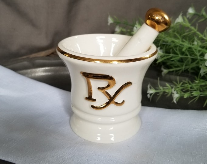 Vintage Ceramic Mortar & Pestle Rx Pharmacy Advertising Display by ...