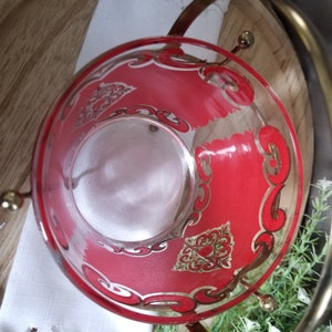 Starlyte Ice Bucket and Caddy Set in Red W/ Gold Medallions Scrolls ...