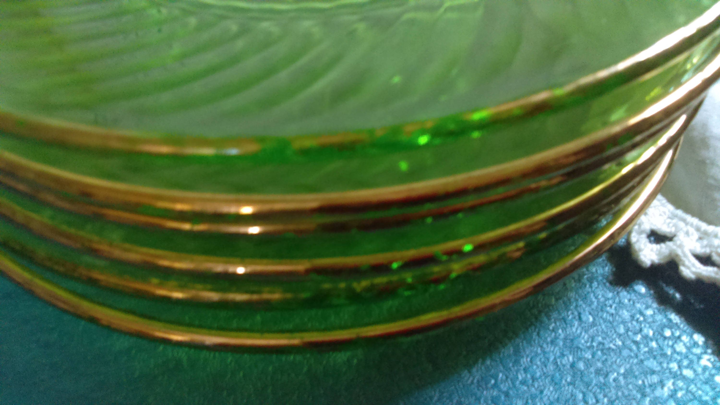 Set of 6 Vintage Uranium Green w/ Gold Trim Spiral Luncheon | Etsy