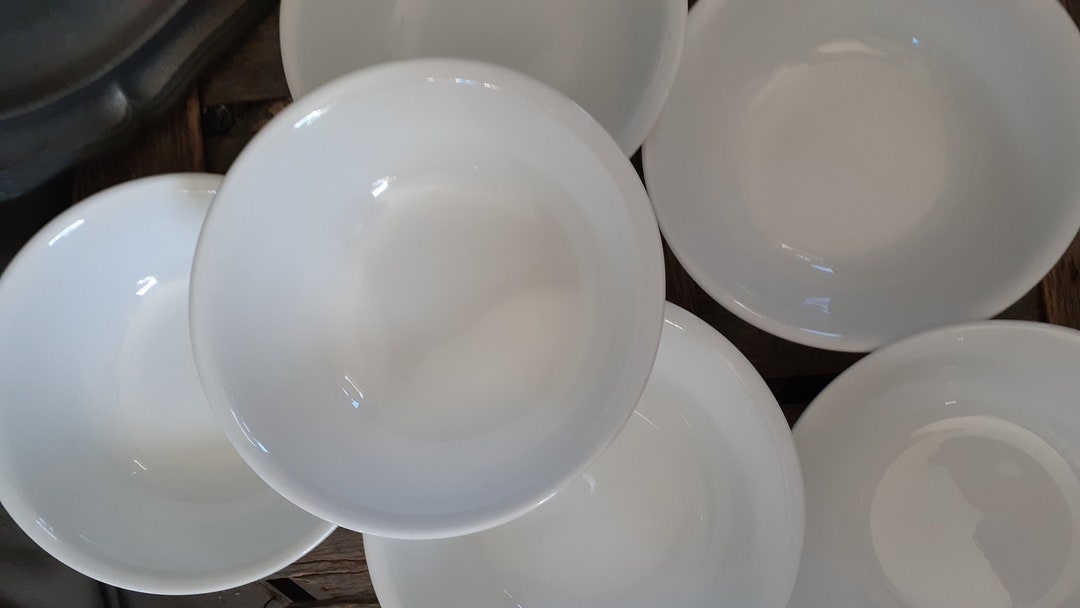 Corelle Solid White Livingware Cereal Bowls Set of 6 Vintage Bowls, Mod ...