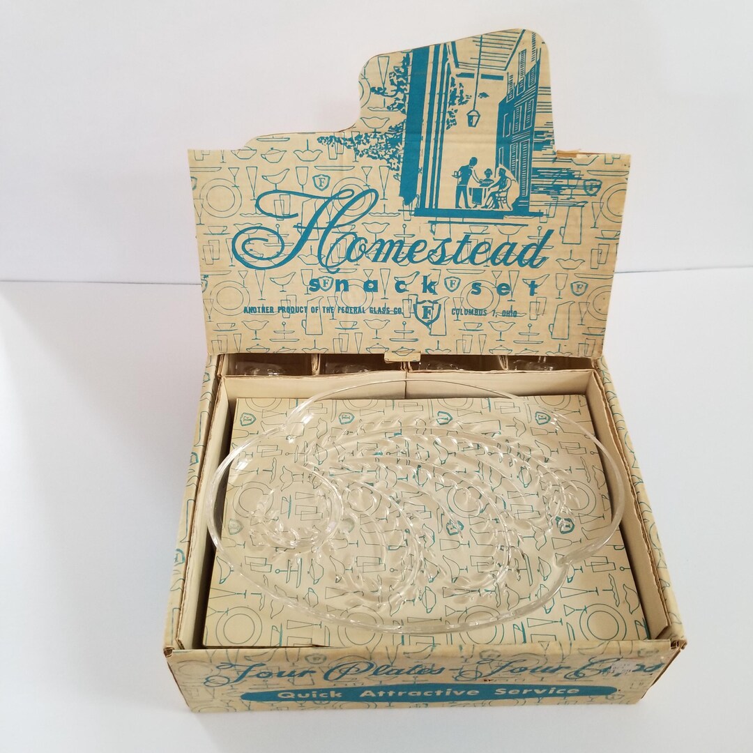 Federal Glass Homestead Snack Sets in Original Display Box - 8 Pcs ...