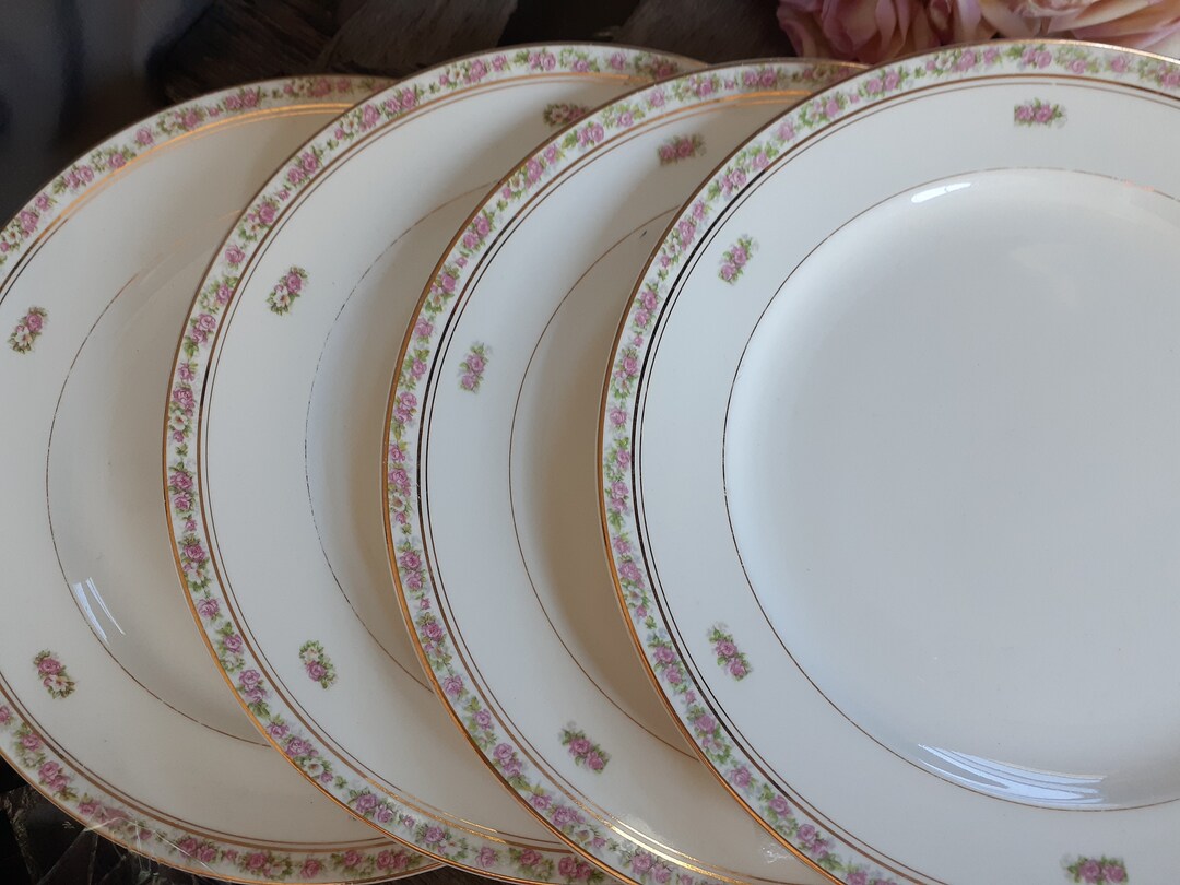 Set of 4 C1950s Pope Gosser 'st. Regis' 10 Dinner Plates Pink White ...