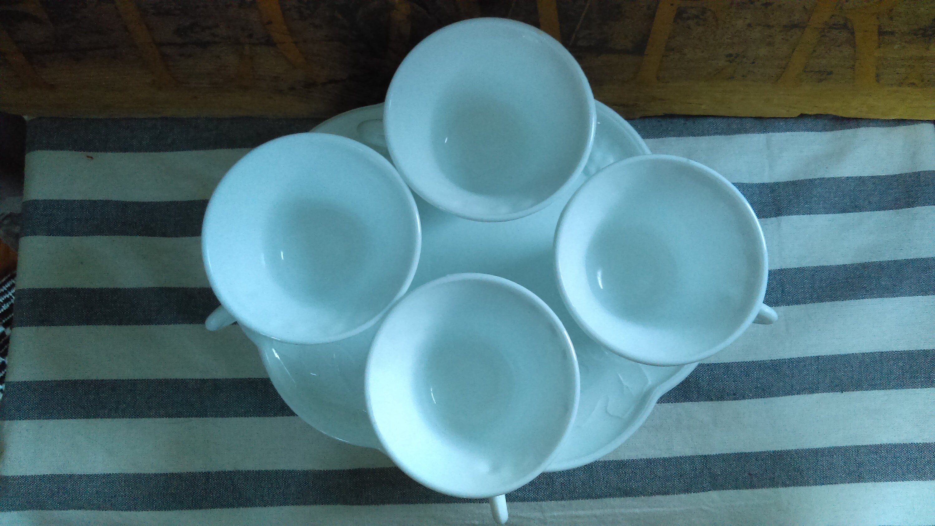 8 Piece Vintage Milk Glass Cups and Plates Snack Sets in | Etsy