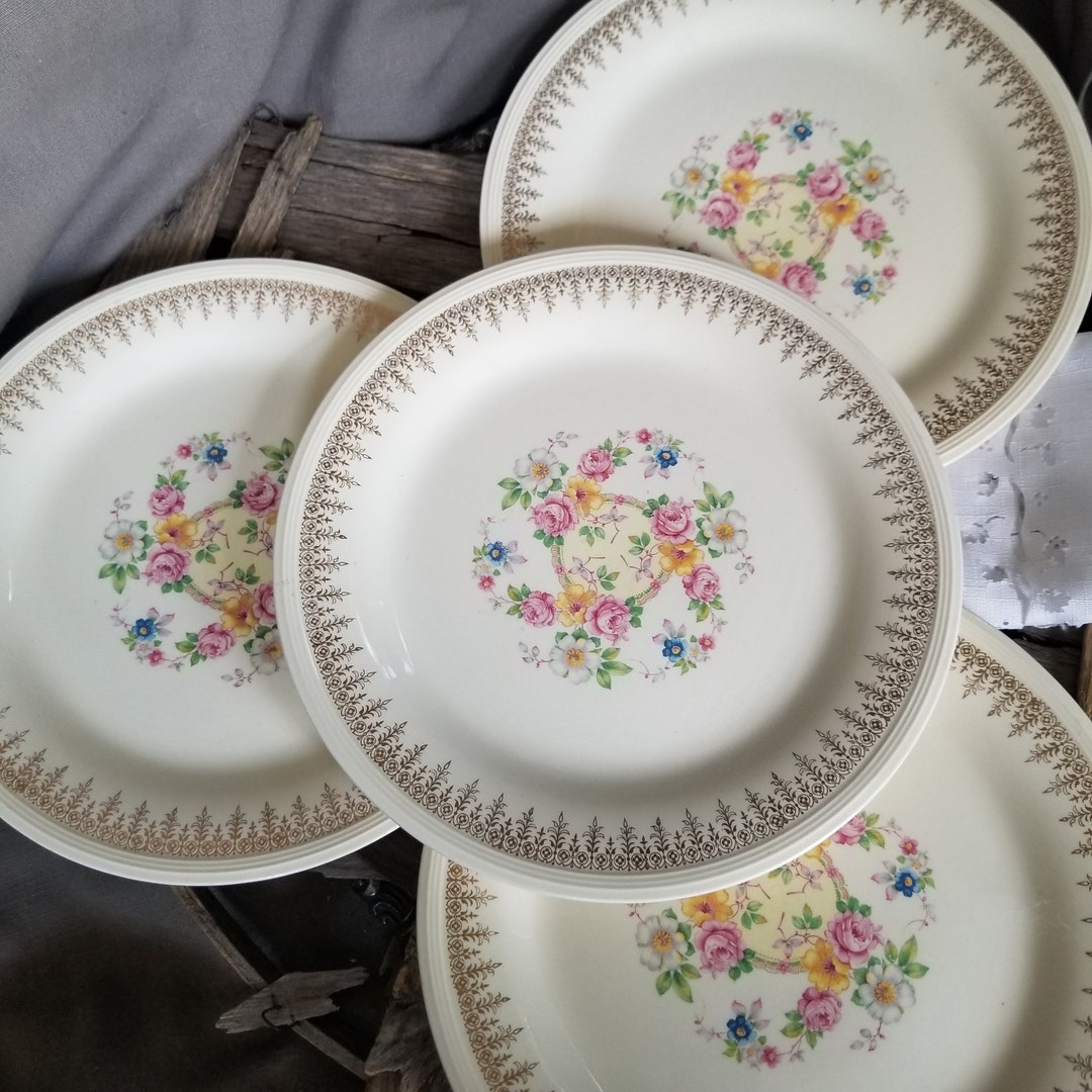 Edwin Knowles China USA Set of 4 Royal Knowlton 9.25 Plates C.1940s ...