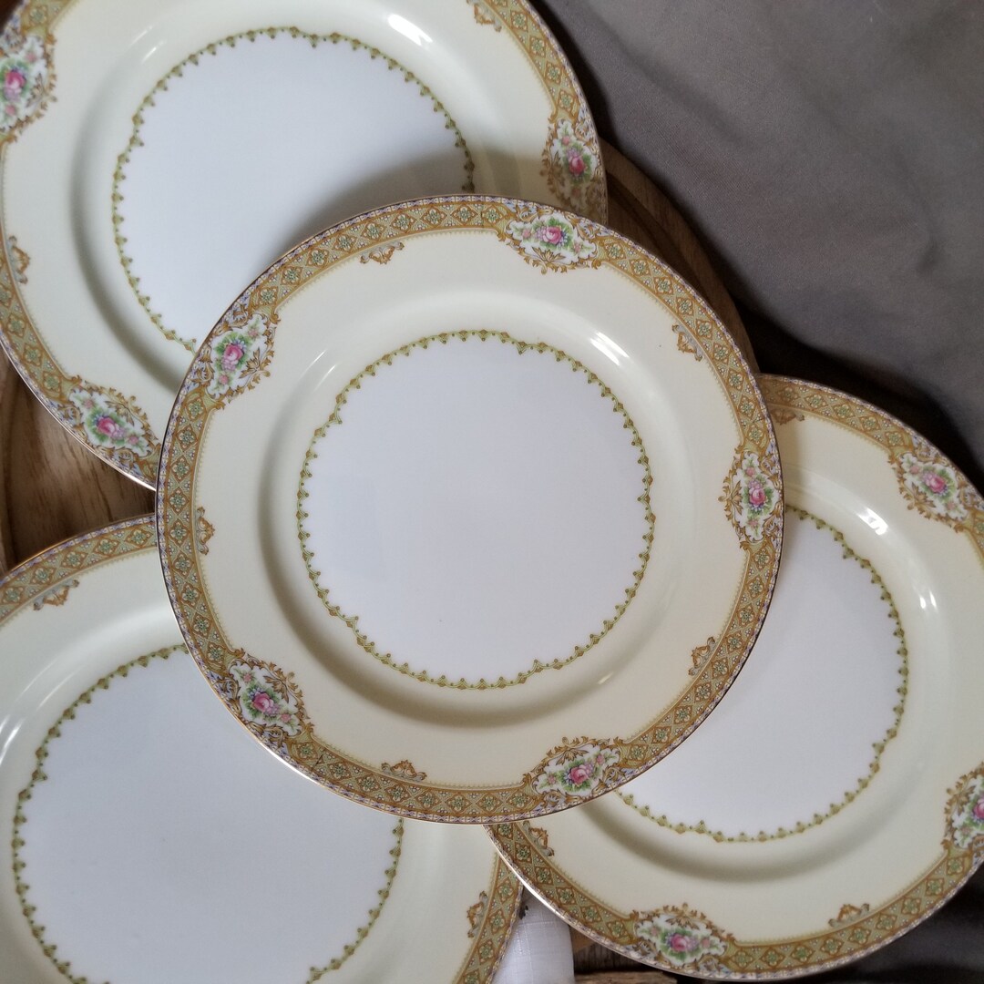 Meito China Annette Dinner Plates - C1940s Set of 4 Vintage Dishes ...