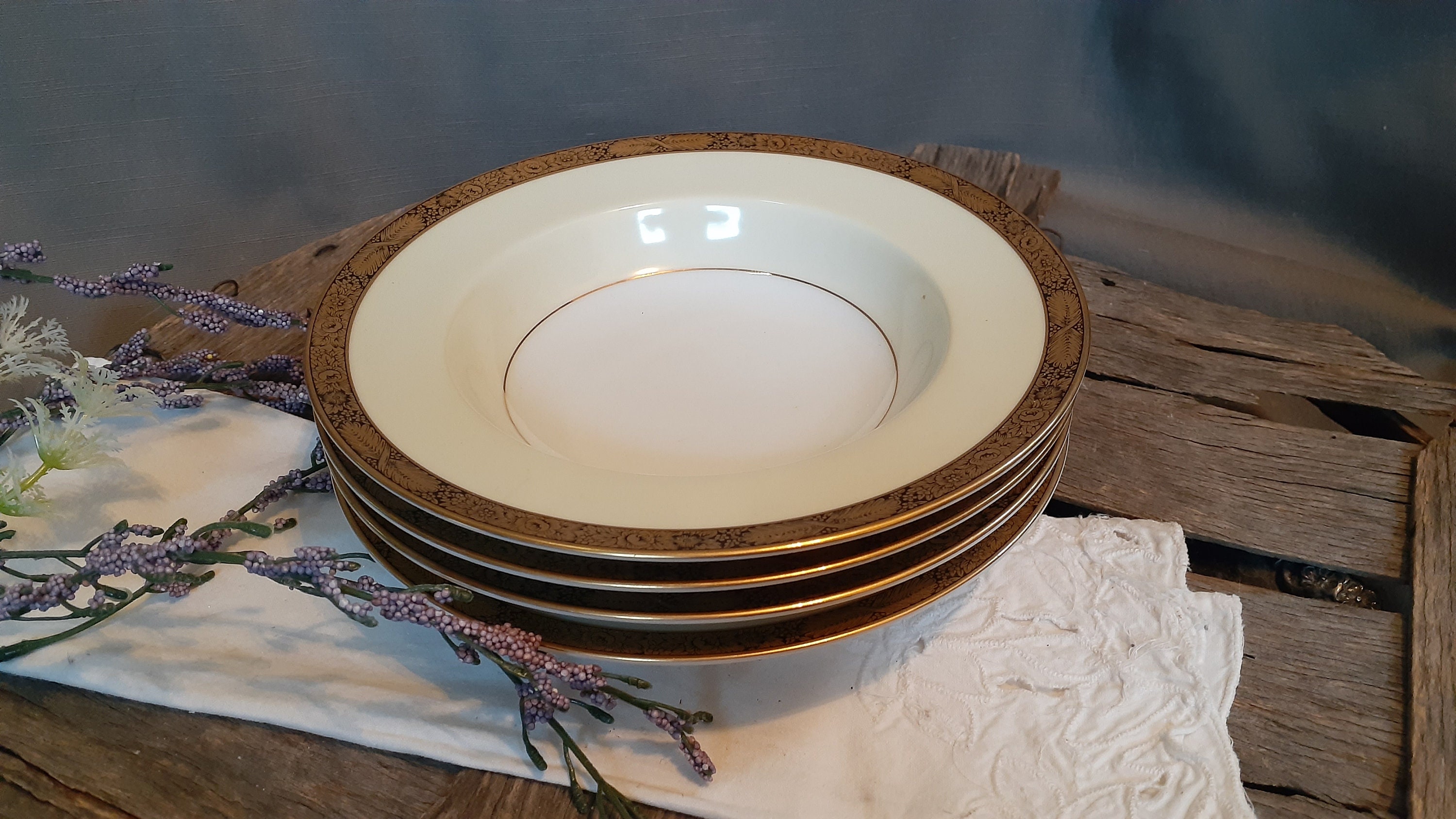 Vintage 1948-75 Gold Black Cream White Regency Dinnerware Noritake ...