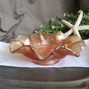Carnival Glass Bowl by Dugan Glass Co. in Apple Blossom C.1930s Antique ...