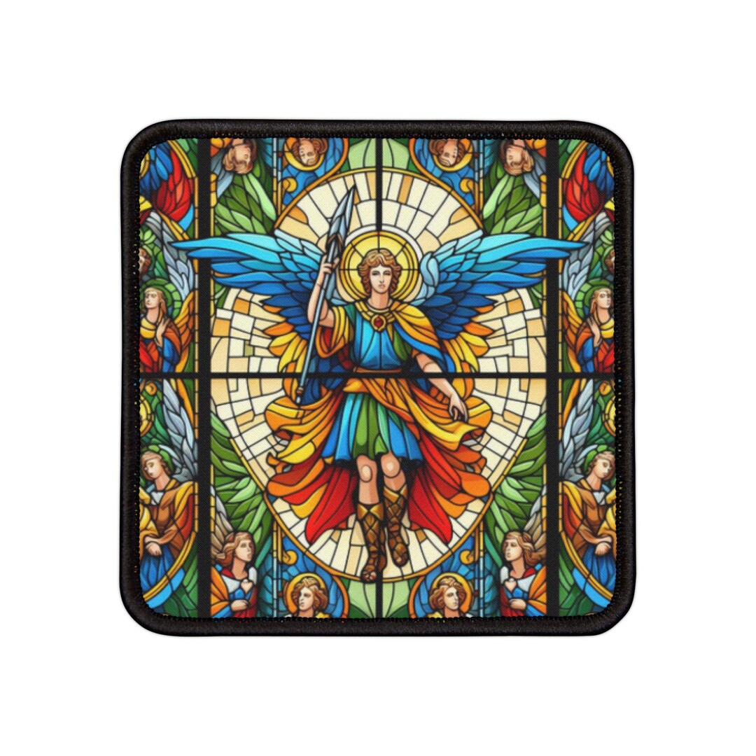 Religious Iron-on Patch St. Michael the Archangel Stained Glass Look ...