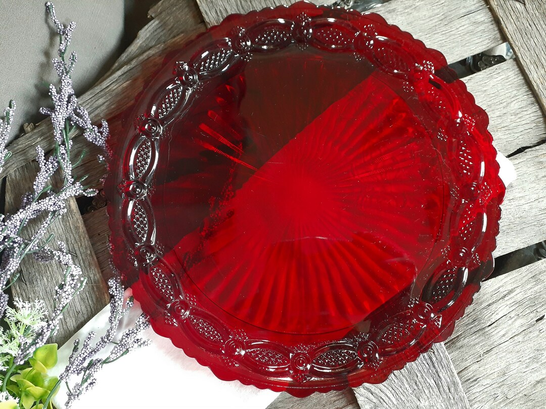 1975-92 Cape Cod Ruby Red Glass 10.75" Dinner Plate - Vintage Avon Fits ...