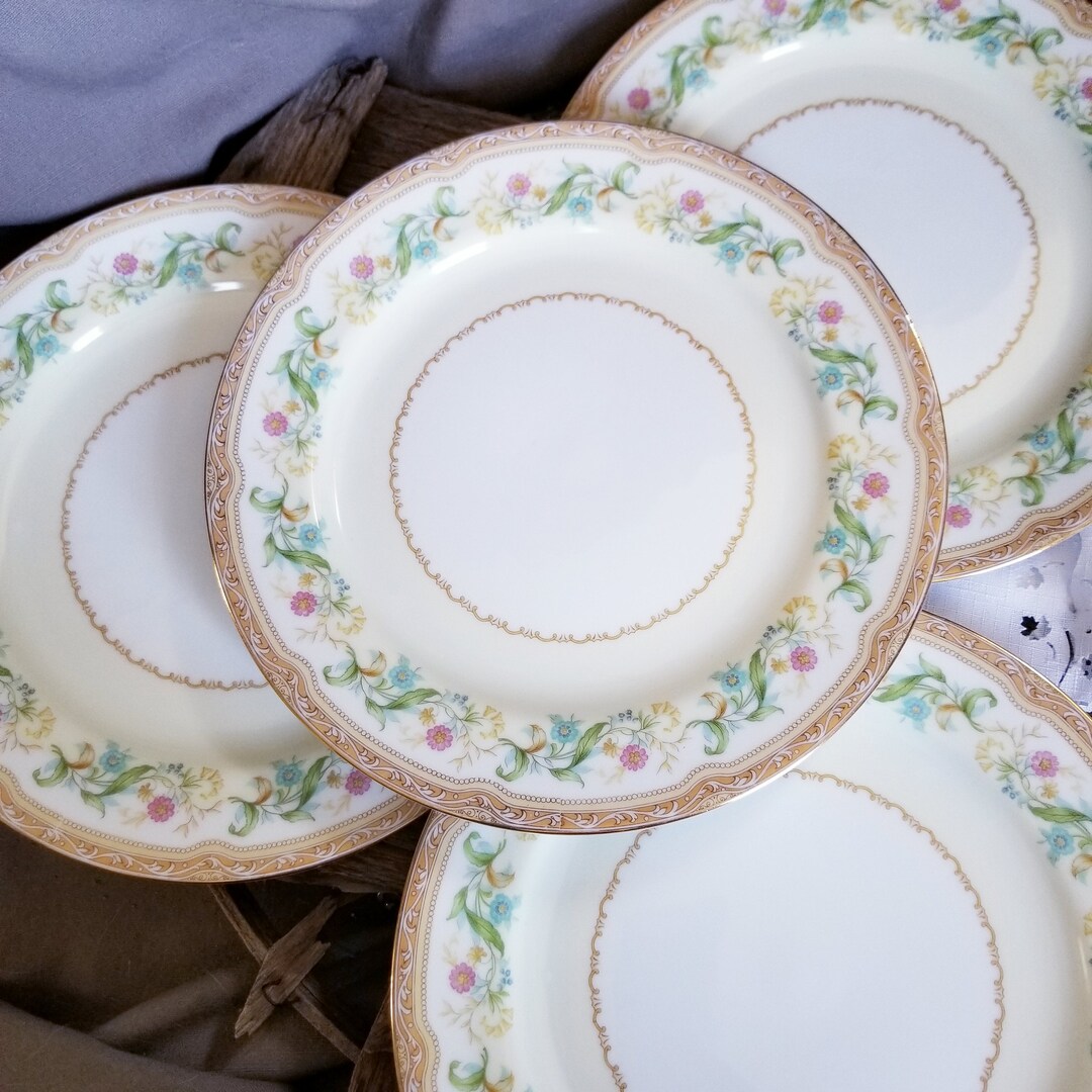 Noritake Dinner Plates in Moselle #723 Set of 4 Dishes C.1933- Yellow ...