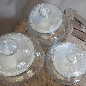 Princess House Fantasia Canisters Clear Glass Floral Storage Containers ...