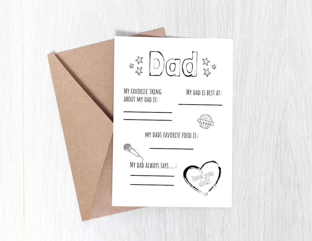 Fun Father's Day Card for Kids, DIY Father's Day Card, About My Dad ...