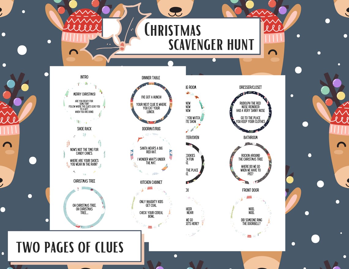 Printable Christmas Scavenger Hunt Christmas Treasure Hunt - Etsy
