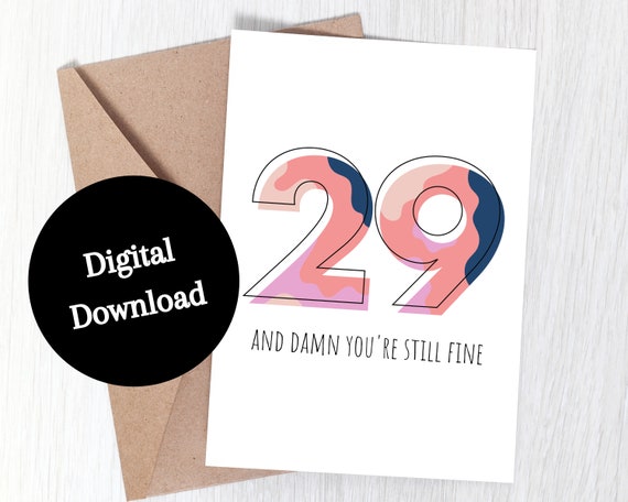 Printable 29th Birthday Card Funny Birthday Card for 29th | Etsy