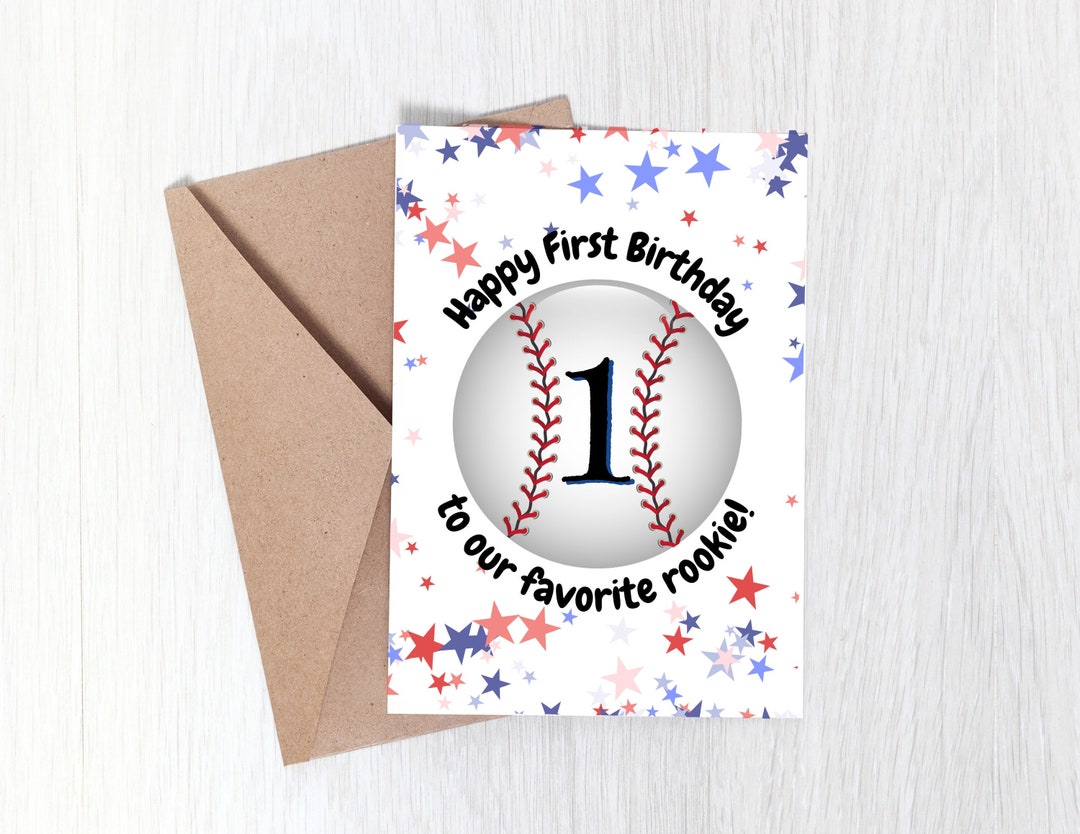 Baseball First Birthday Card Rookie of the Year Birthday - Etsy