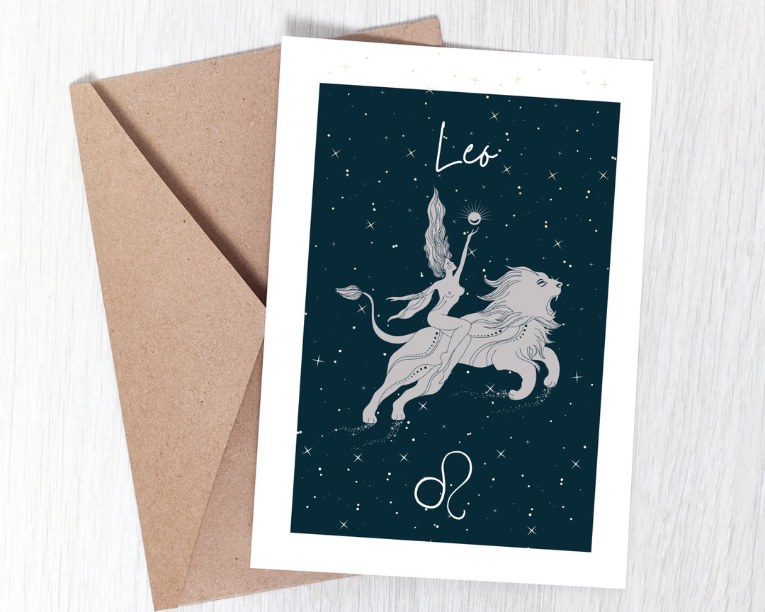Leo Birthday Card Zodiac Birthday Card Astrology Card Leo - Etsy