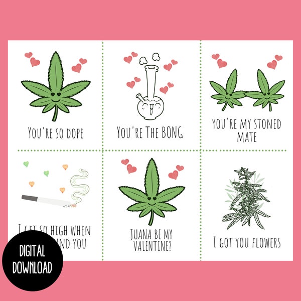 Weed Valentines Card - Etsy