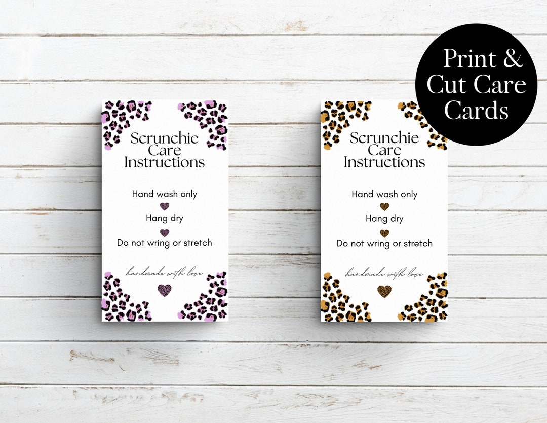 Printable Scrunchie Care Care Scrunchie Care DIY Care Cards - Etsy
