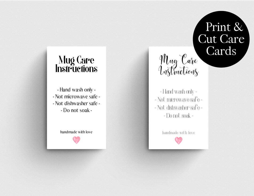 Printable Mug Care Instruction Cards: Small Business Supplies (digital ...