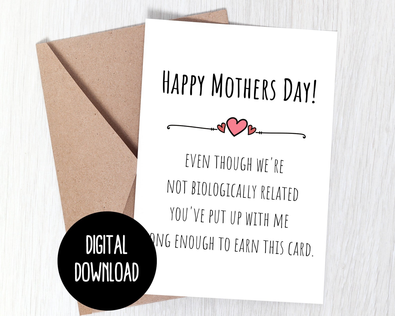 Printable Funny Step Mom Card Happy Mothers Day To Step Mom Etsy