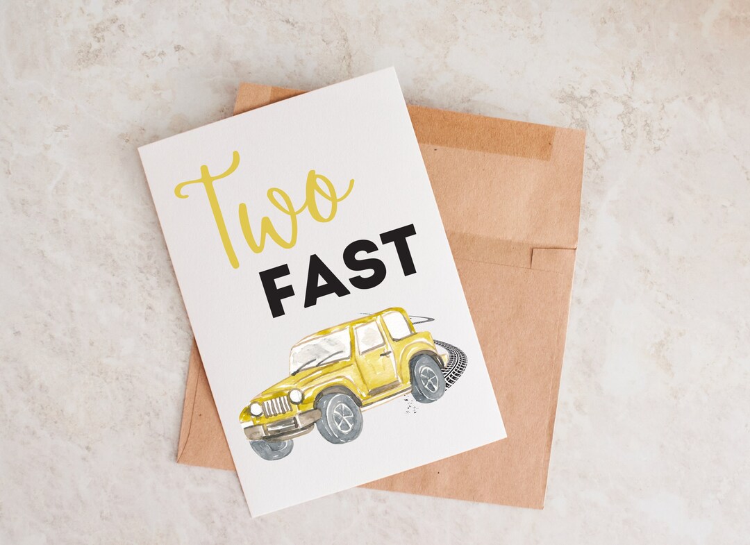 Two Fast Birthday Card: Second Birthday Car Truck - Etsy