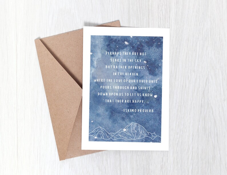 Sympathy Card Stars in the Sky Quote Condolence's Card - Etsy Sweden