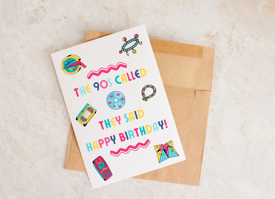 Funny 90s Birthday Card: Retro Nostalgia - Etsy