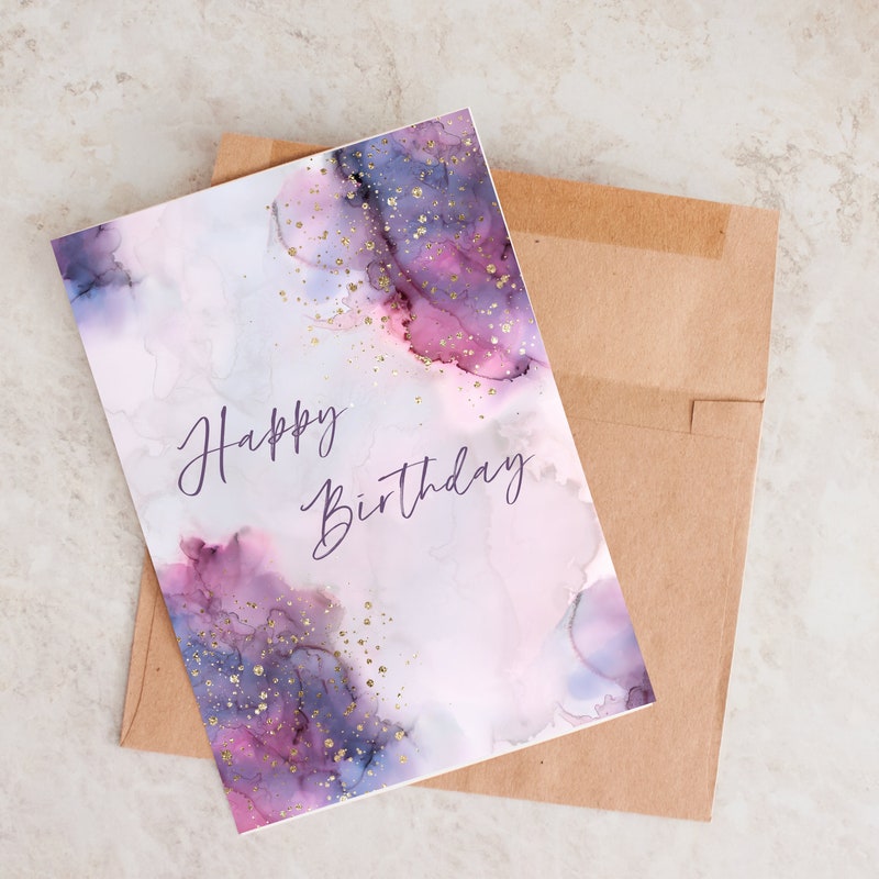 Birthday Card Purple - Etsy